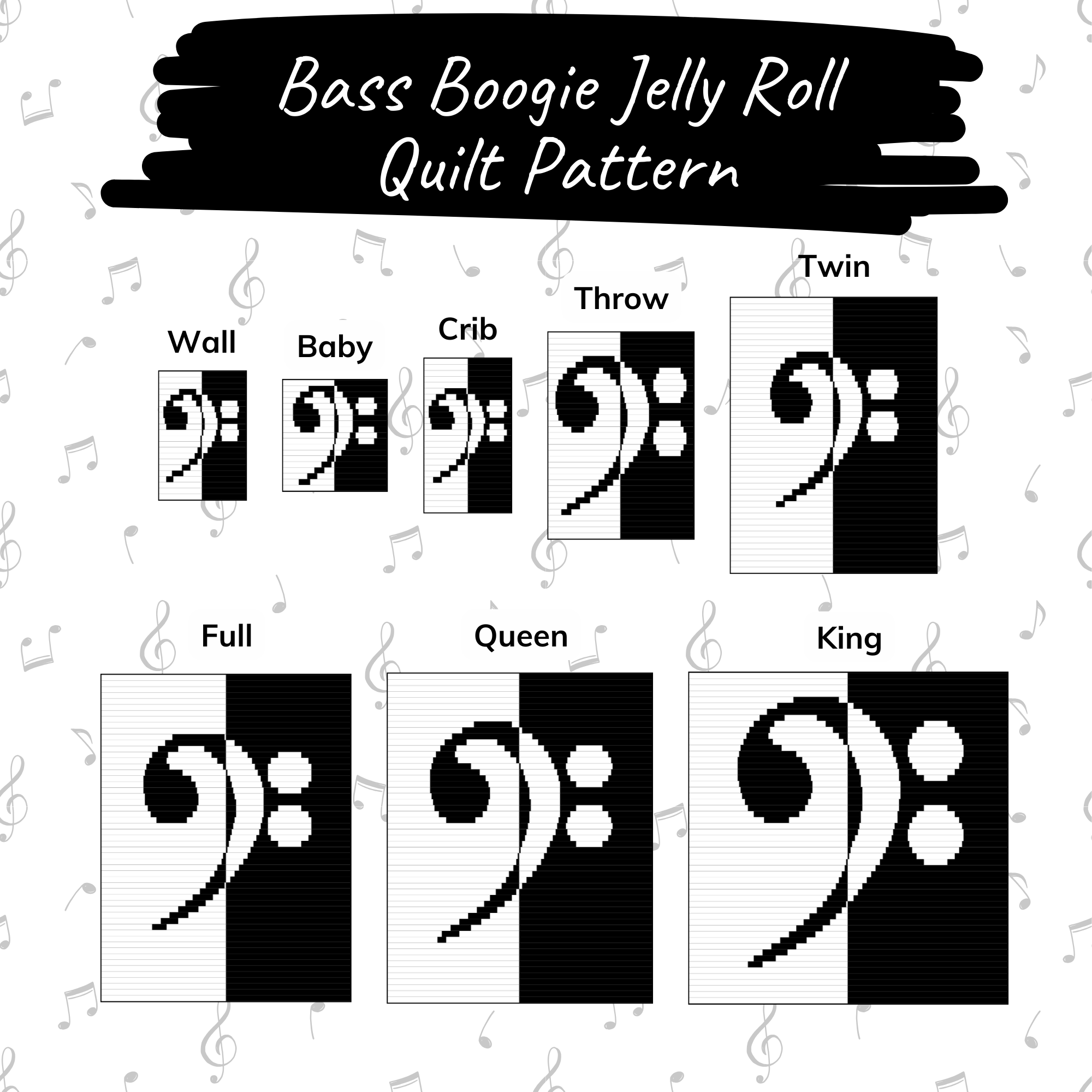 DIGITAL - Bass Boogie Jelly Roll Quilt Pattern